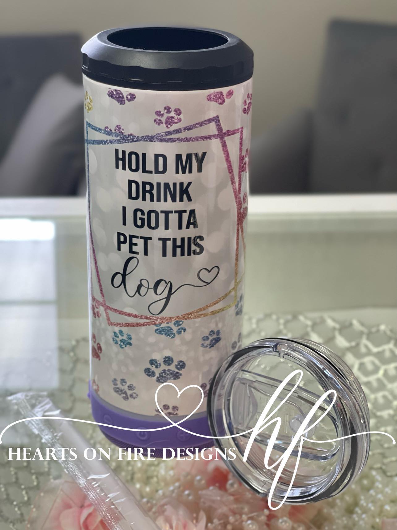 Premade 16 oz Bluetooth Can Coolers | Hearts on Fire Designs