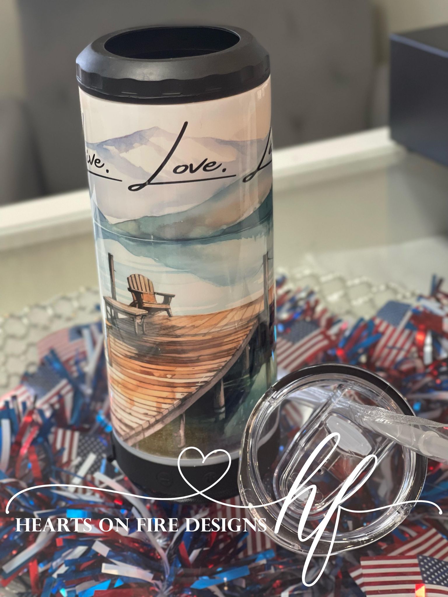 Premade 16 oz Bluetooth Can Coolers | Hearts on Fire Designs